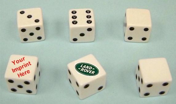 Custom Imprint - dice, dice, 16mm 5/8", custom printed or imprinted dice